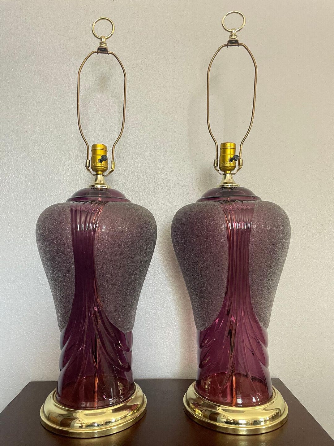Vintage 1990s Heyco Art Deco Amethyst Table Lamps, Pair - Etsy