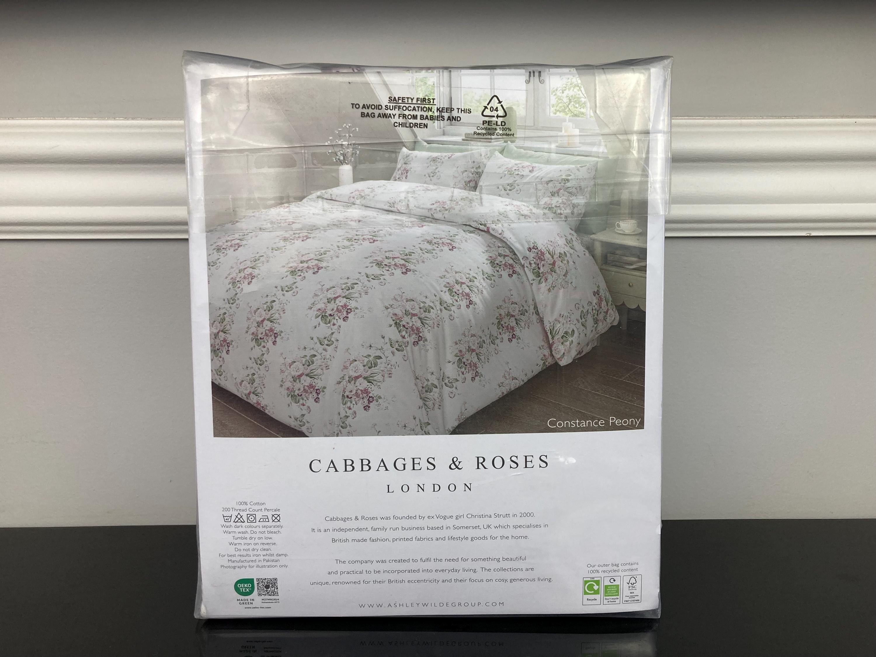 CABBAGES & ROSES London Constance Peony Floral Cottage Farmhouse 3 Pc ...