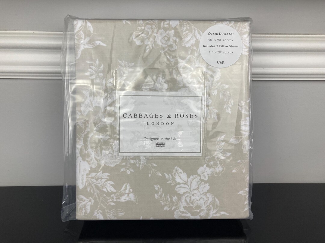 CABBAGES & ROSES London Paris Rose Linen 3 Pc Duvet Cover Shams Set ...