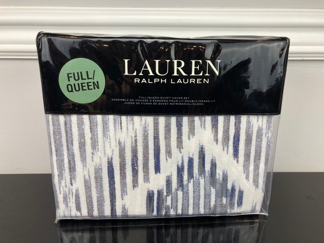 Ralph Lauren Austin Diamond 3 Pc 100% Cotton Duvet Cover Sham Set Grey ...