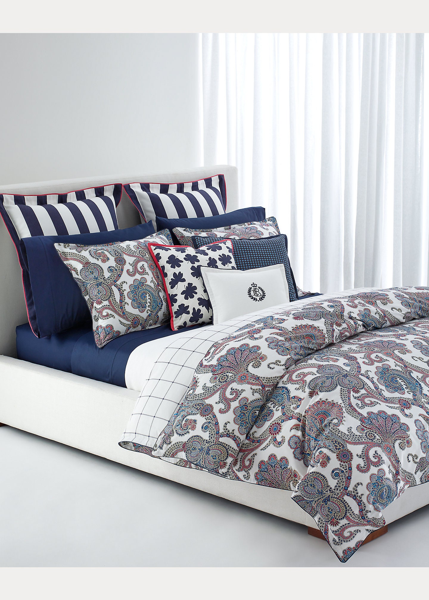5 Pc Ralph Lauren Carter Paisley Jacobean Cotton Sateen Duvet Cover ...