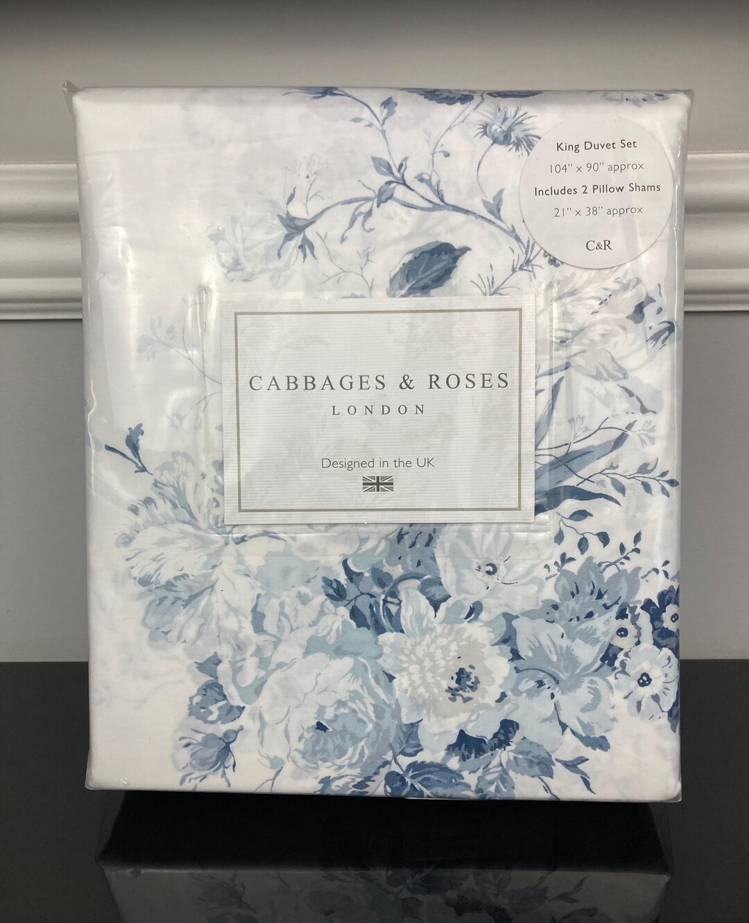 CABBAGES & ROSES London Constance Blue Floral Cottage Farmhouse 3 Pc ...