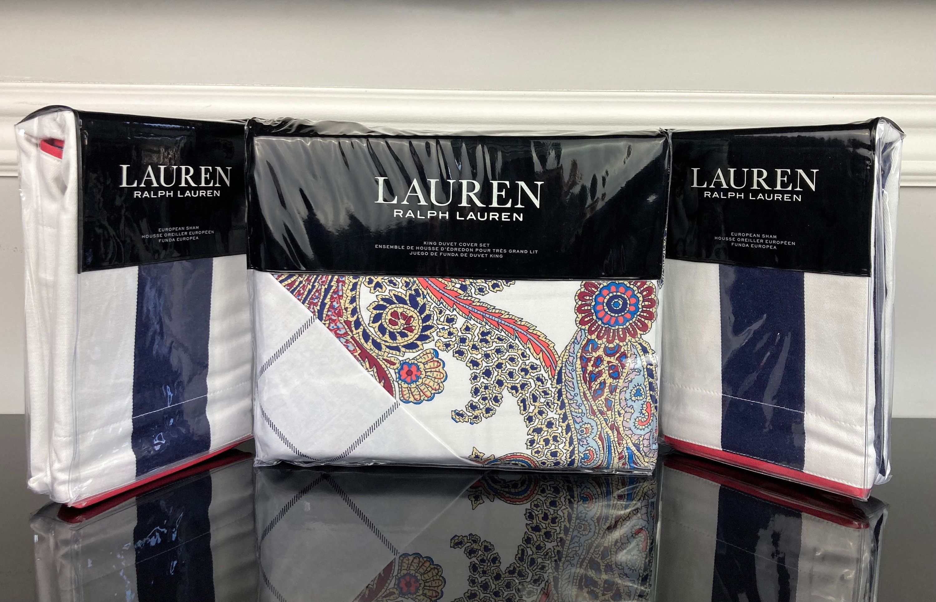 5 Pc Ralph Lauren Carter Paisley Jacobean Cotton Sateen Duvet Cover ...