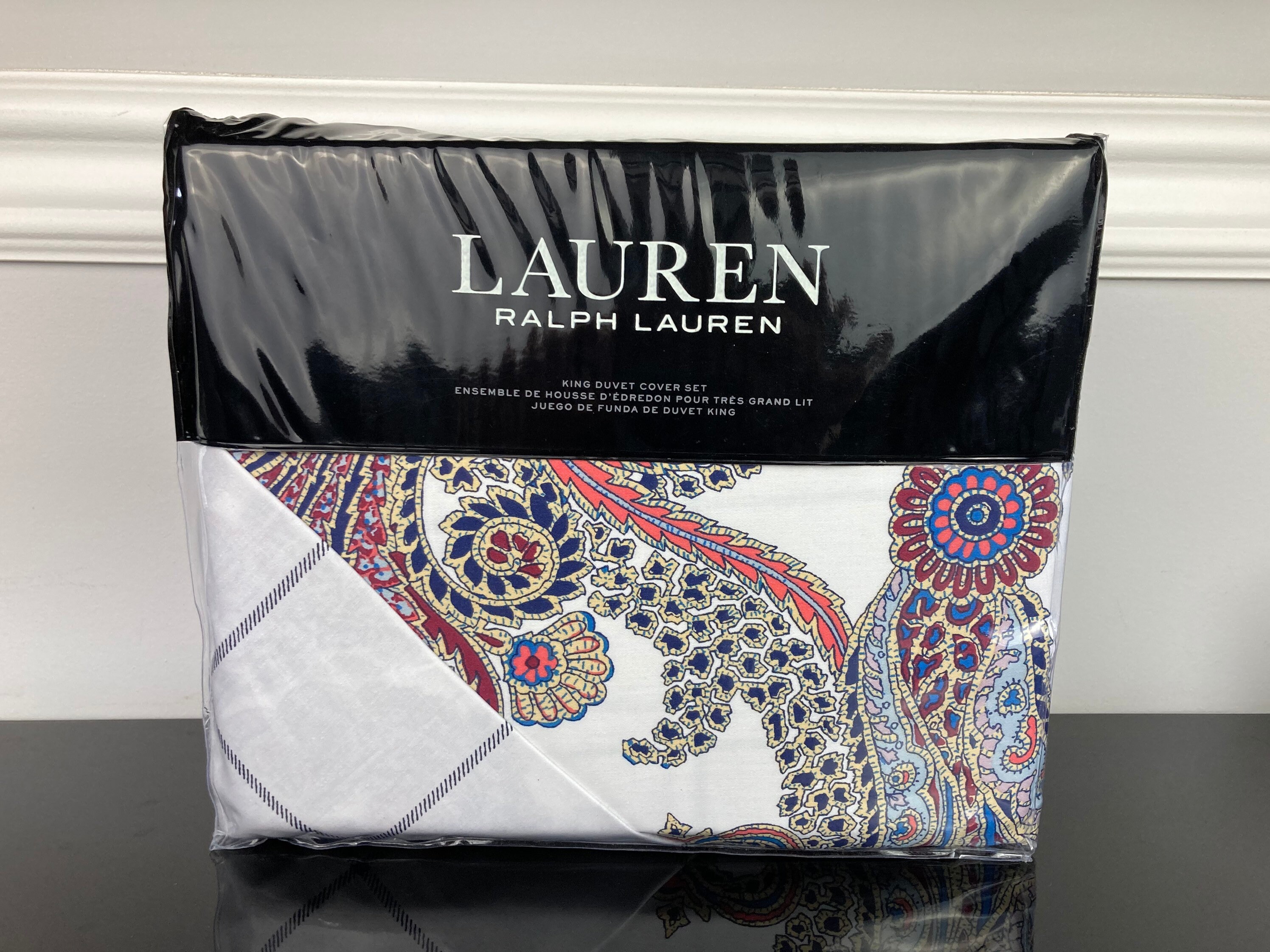 5 Pc Ralph Lauren Carter Paisley Jacobean Cotton Sateen Duvet Cover ...