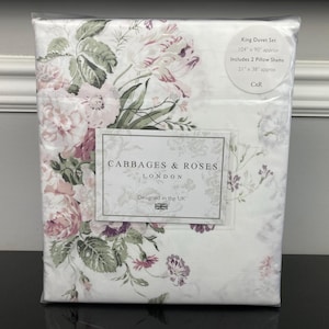 CABBAGES & ROSES London Constance Peony Floral Cottage Farmhouse 3 Pc ...