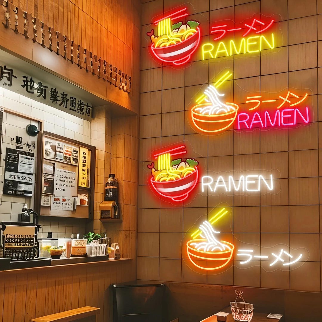 Anime Ramen LED Neon Sign Custom, 3D Japanese Noodle Bowl Lights, Wall ...