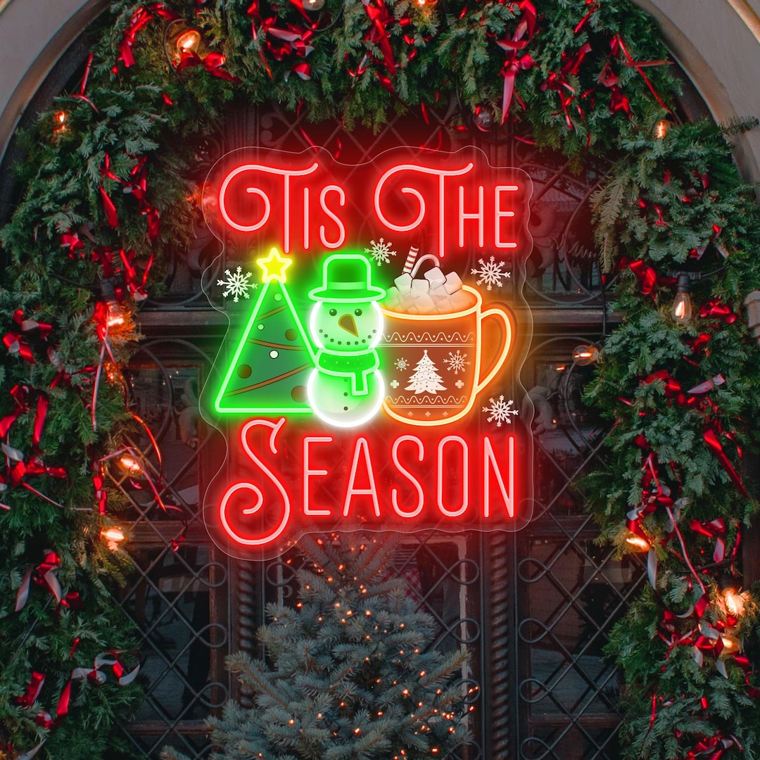 Tis the Season Neon Sign Wall Decor, Christmas Tis the Season Home ...