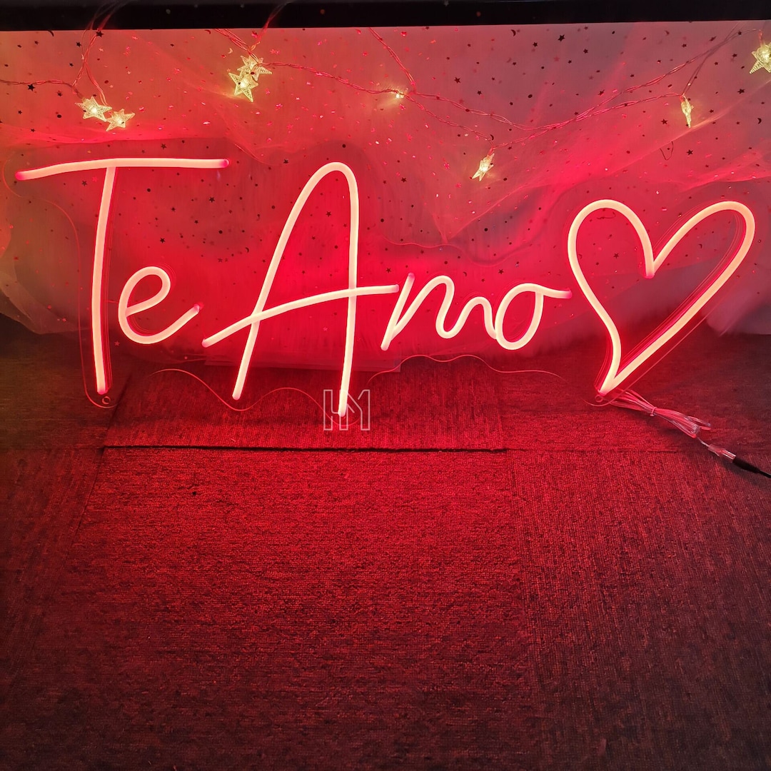Te Amo Neon Sign Custom Wedding Decor, Custom Neon Light Engagement ...