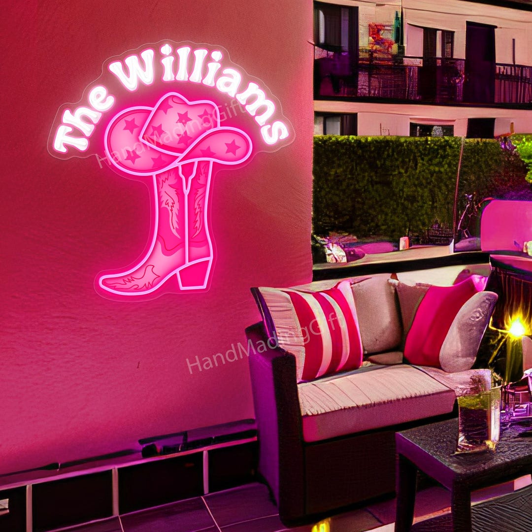 Cowboy Boot Neon Sign Wedding Decor,cowboy Boot and Hat Neon Sign ...