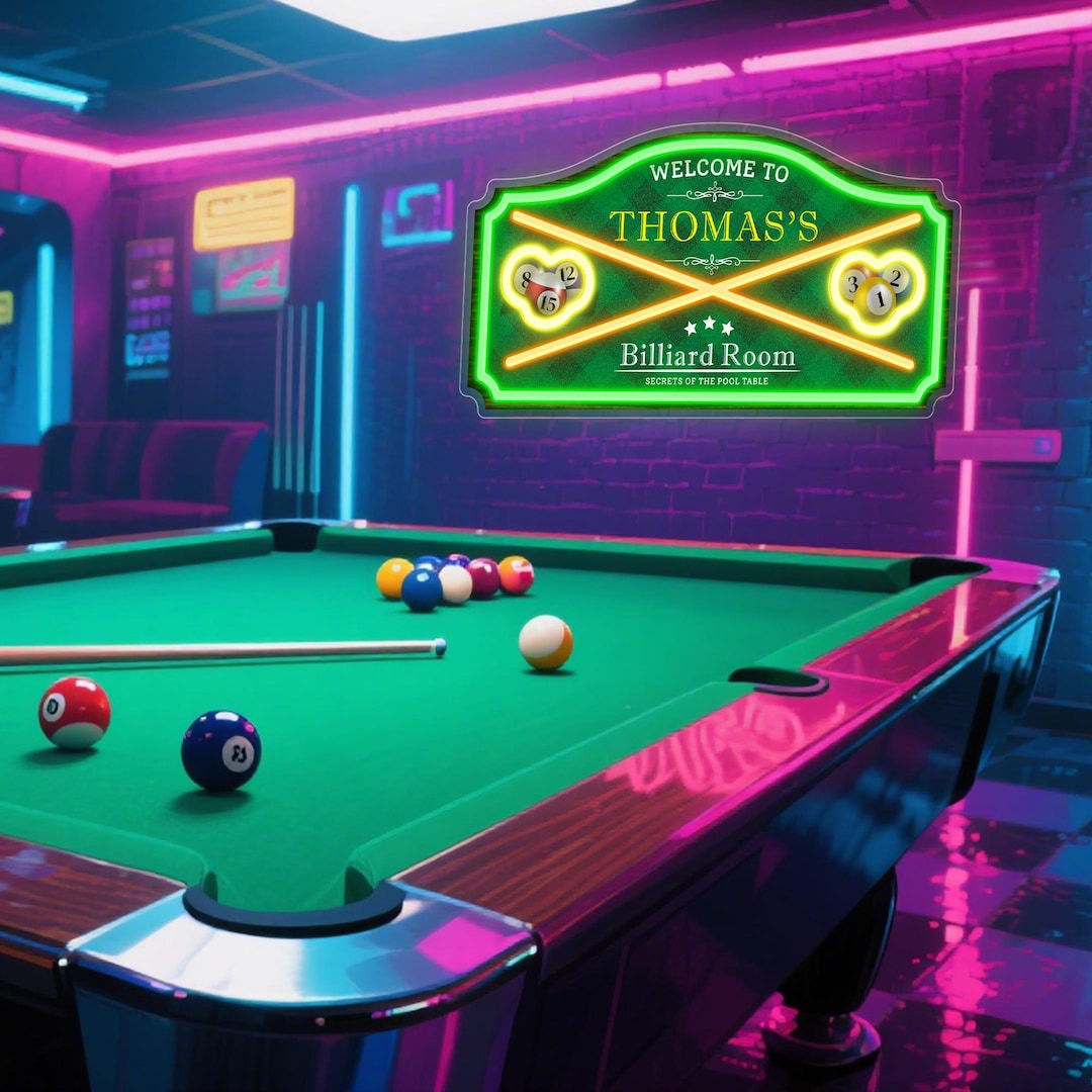 Custom Billiards Neon Sign: Personalized Pool Hall LED Wall Art - Etsy