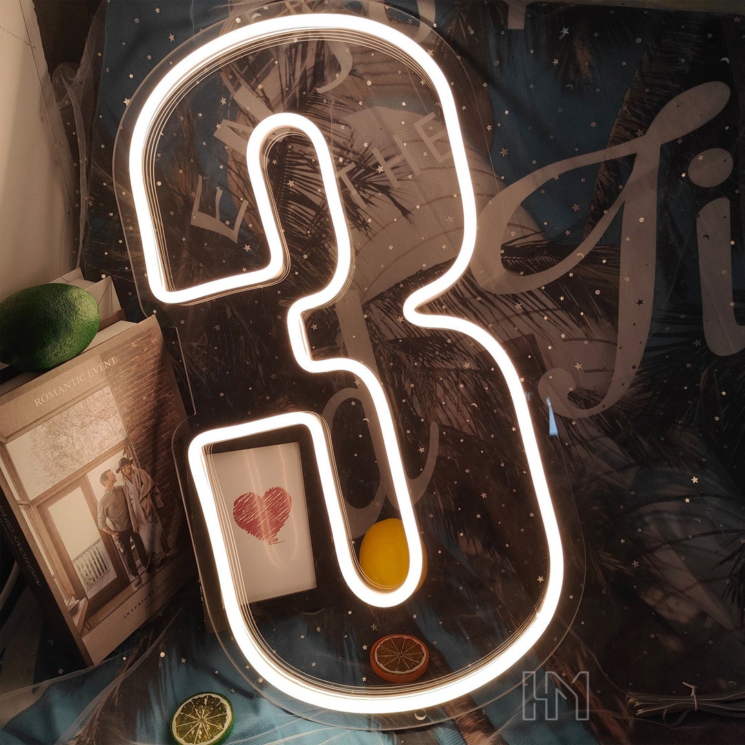Number Neon Sign Custom Birthday Party Decor Led Neon Signs - Etsy