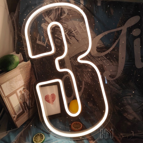 Number Neon Sign Custom Birthday Party Decor Led Neon Signs - Etsy