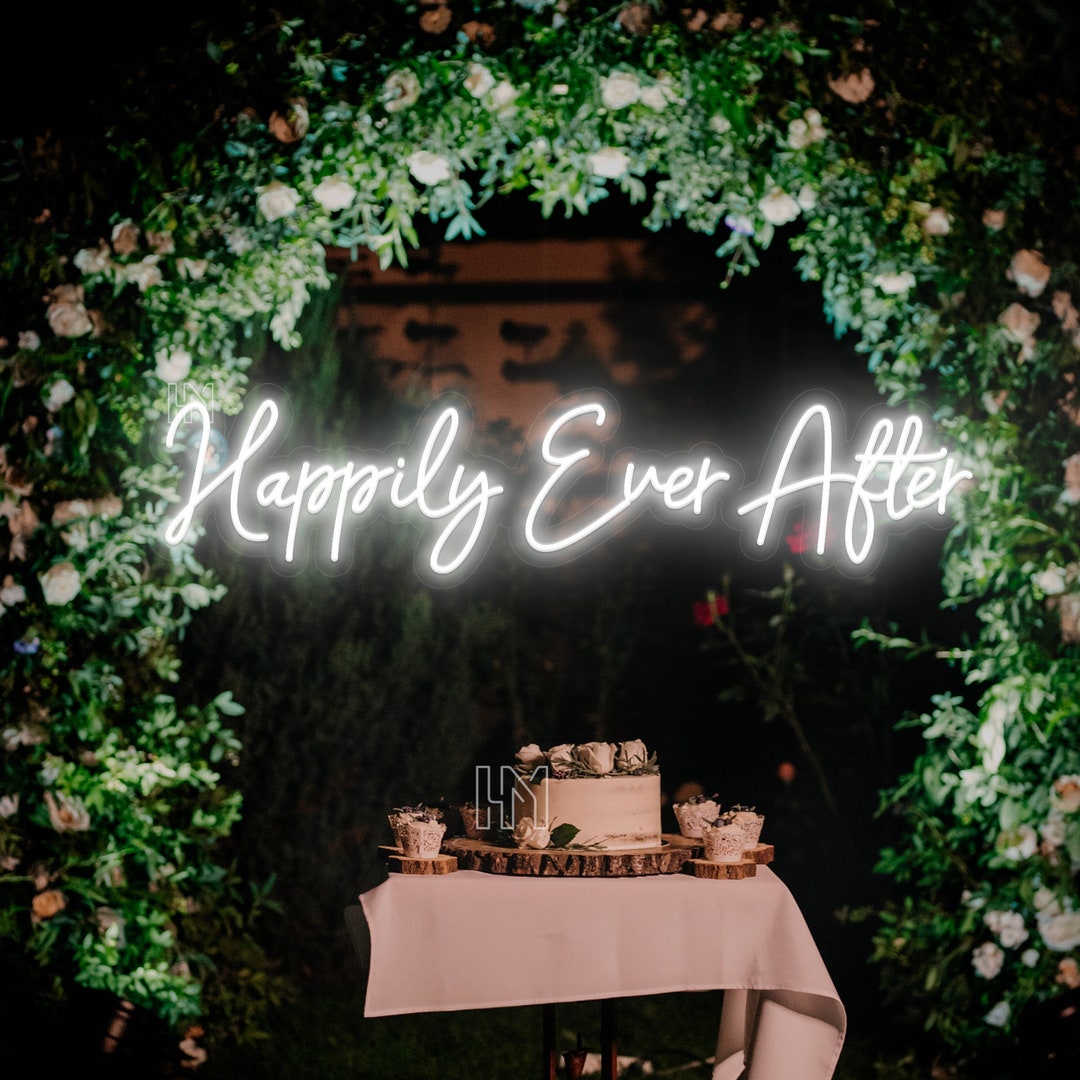 Happily Ever After Neon Sign Custom: Wedding Decor, Personalized LED ...