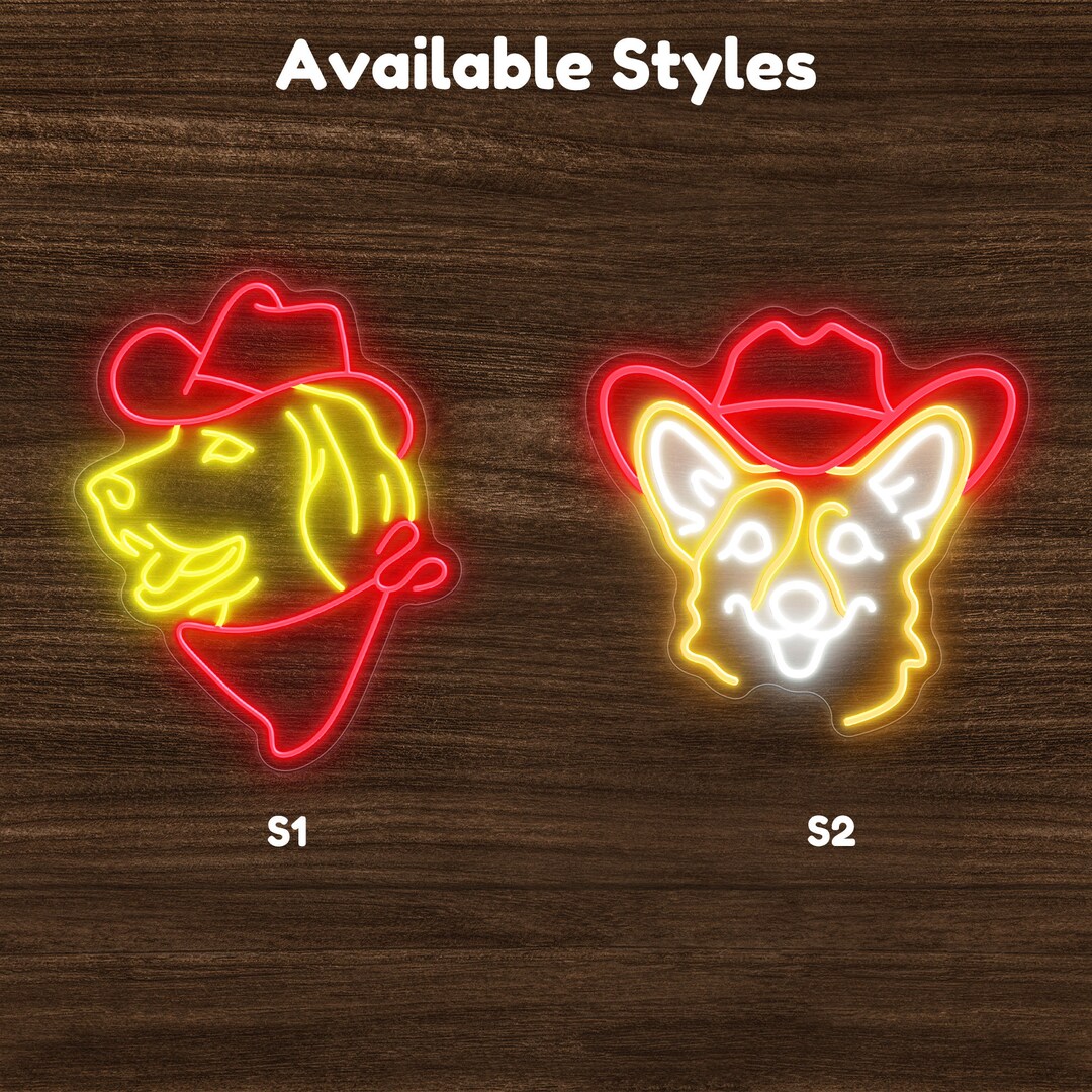 Custom Cowboy Dog Neon Sign Wall Decor Gift for Kids, Dog Neon Cowboy ...