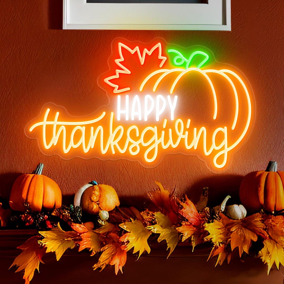 Happy Thanksgiving Neon Sign Custom: Thanksgiving Ornament, Wall Decor ...