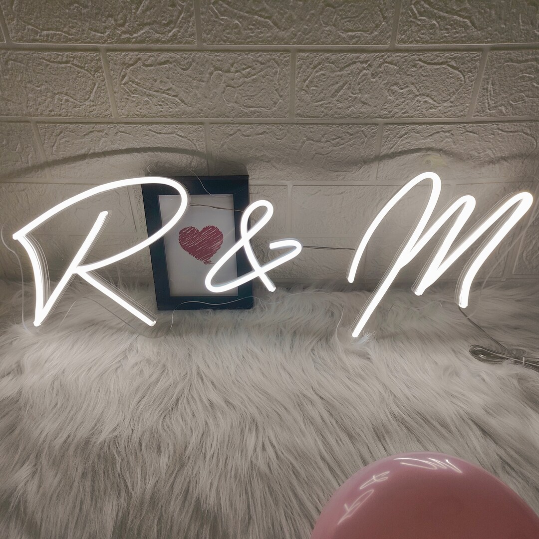 Initials Neon Sign Custom Wedding Decor, Custom Name Sign Wall Decor ...