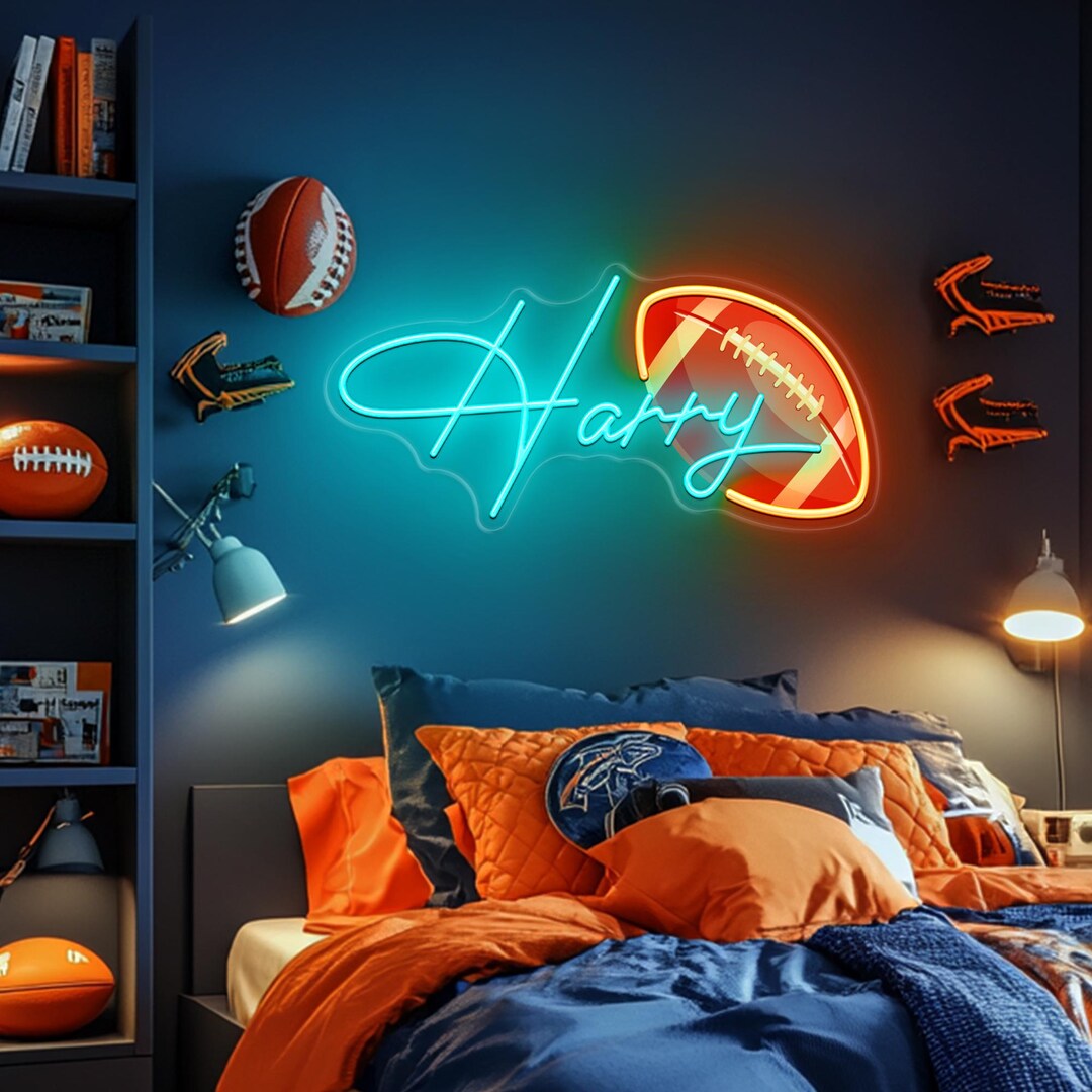 Custom Football Neon Sign for Kids, Neon Sign Bedroom Teenagers Girls ...