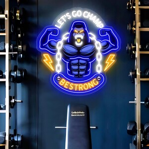 Lets Go Champ Neon Sign Custom Gifts for Him, Custom Led Sign Bedroom ...