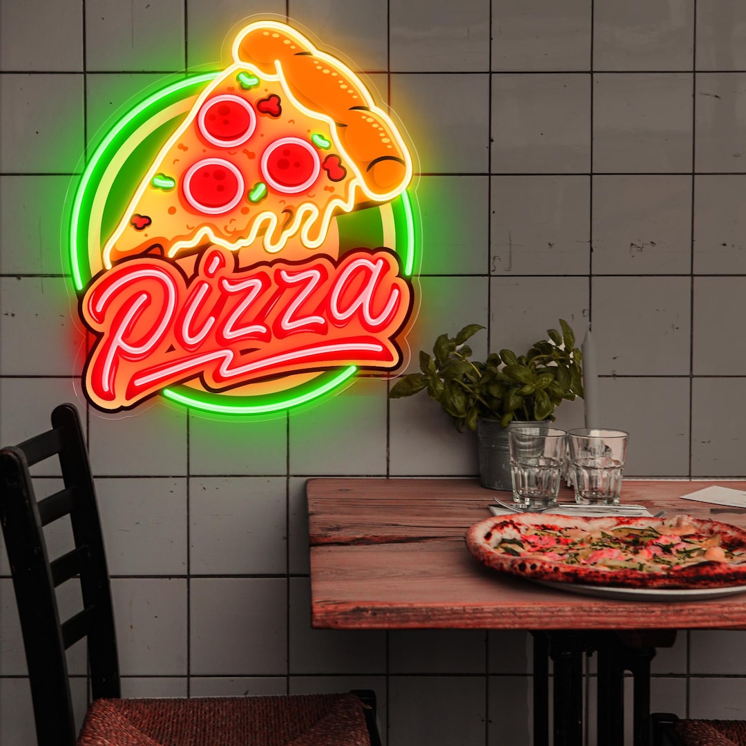 Pizza LED Neon Sign: Custom Fast Food Wall Decor - Etsy