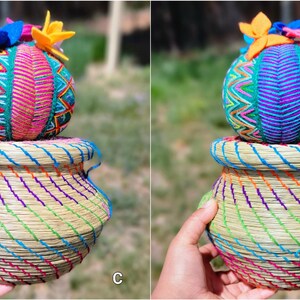 Handmade Cactus Basket | Hand Embroidered Mexican Nopal Home Decor ...