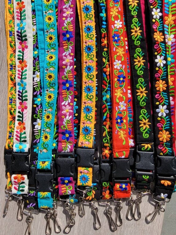 Mexican Embroidery Lanyard Floral Embroidered Lanyard - Etsy
