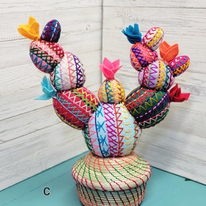 Handmade Cactus Basket Hand Embroidered Mexican Nopal Home Decor ...