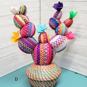 Handmade Cactus Basket Hand Embroidered Mexican Nopal Home Decor ...