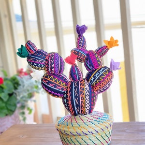 Handmade Cactus Basket Hand Embroidered Mexican Nopal Home - Etsy