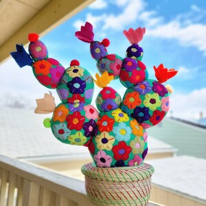Handmade Cactus Basket | Hand Embroidered Mexican Nopal Home Decor ...