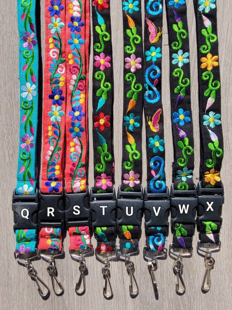 Mexican Embroidery Lanyard Floral Embroidered Lanyard - Etsy