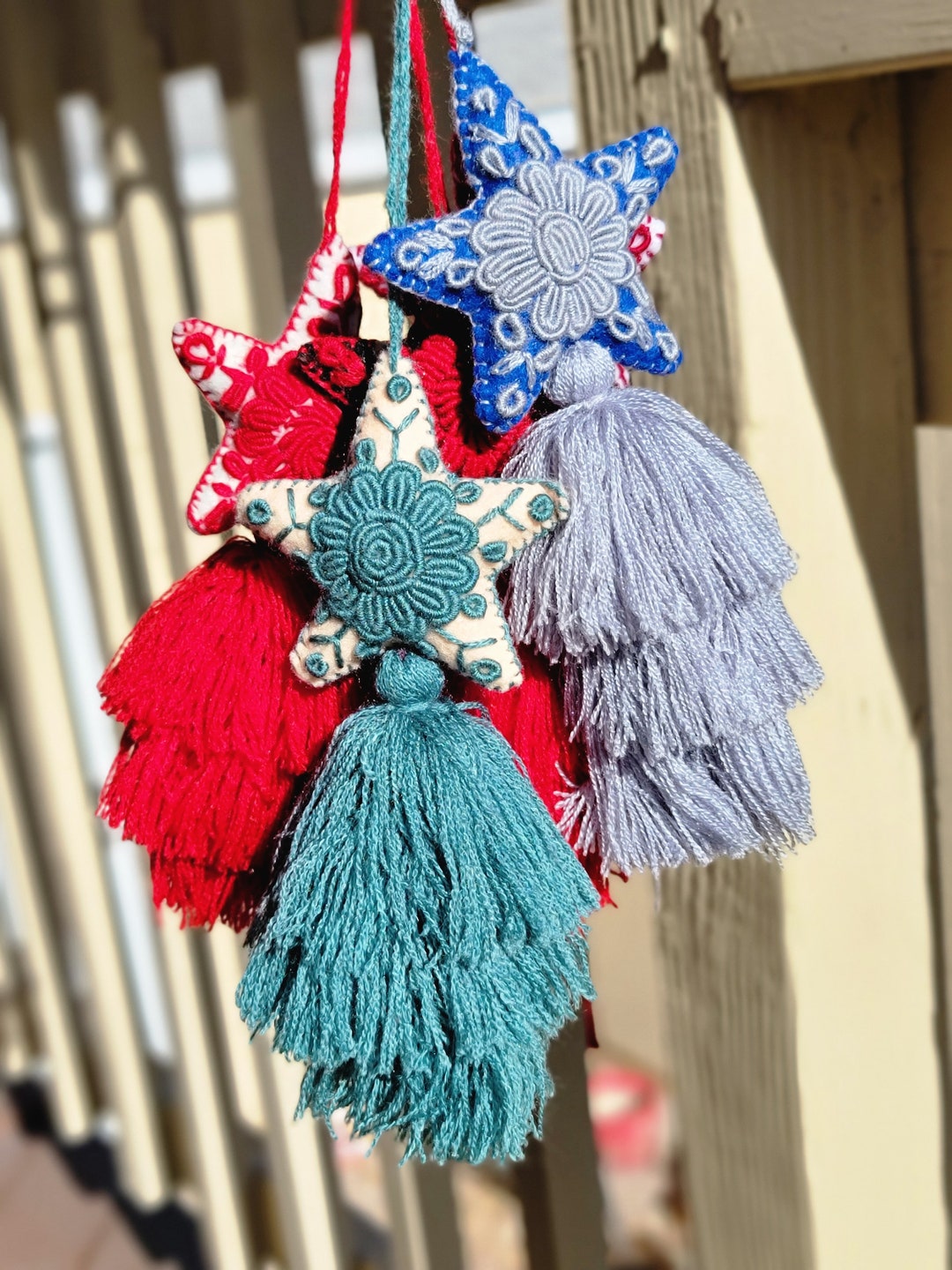 Hand Embroidered Elegant Star Tassel | Handmade Mexican Pom Pom ...