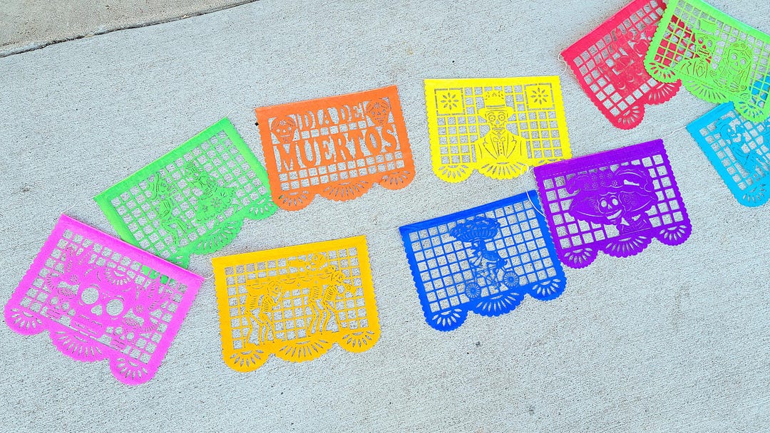 Papel Picado Banner | Dia De Los Muertos Papel Picado - Etsy