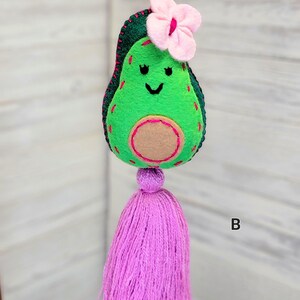 Hand Embroidered Avocado With Flower Tassel | Handmade Mexican Pom Pom ...