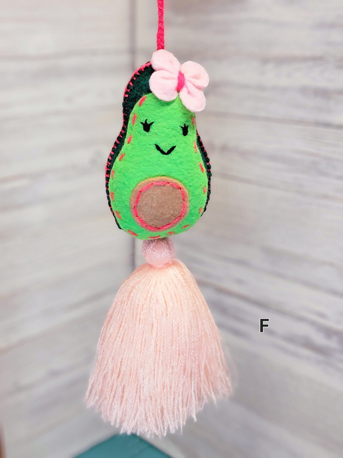 Hand Embroidered Avocado With Flower Tassel | Handmade Mexican Pom Pom ...