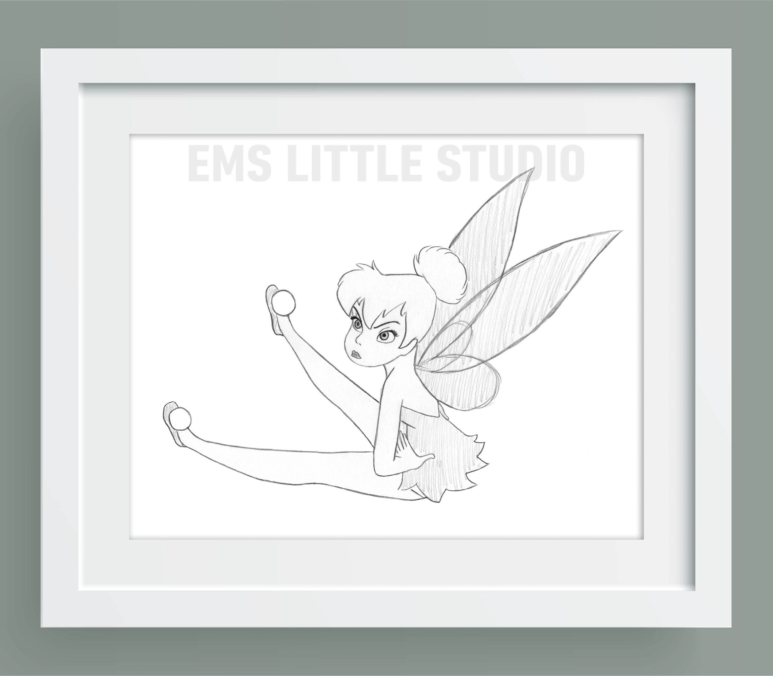 Tinkerbell Inspired Hand Drawn Print A4 - Etsy