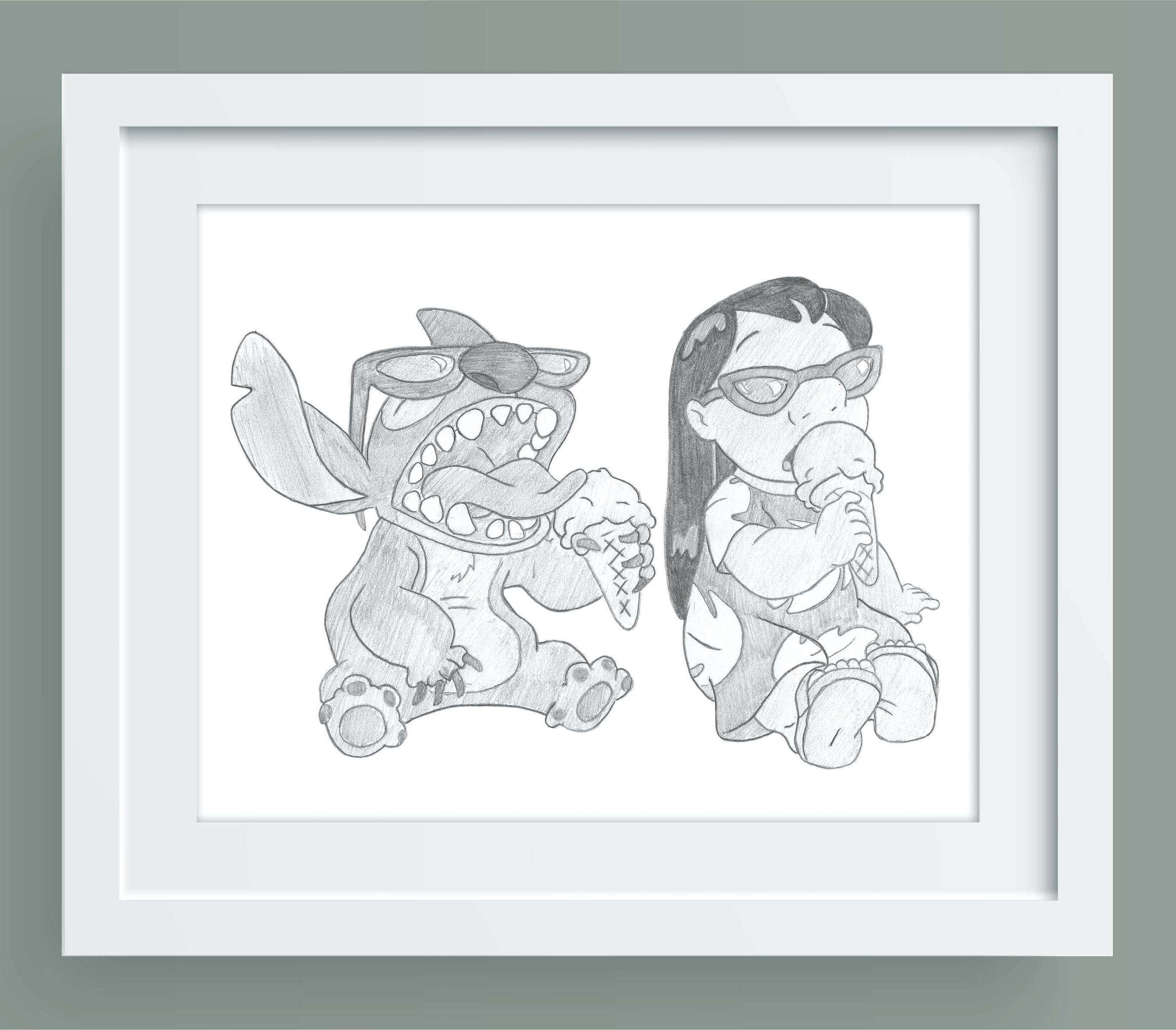 Lilo & Stitch Inspired Drawn Print A4 - Etsy