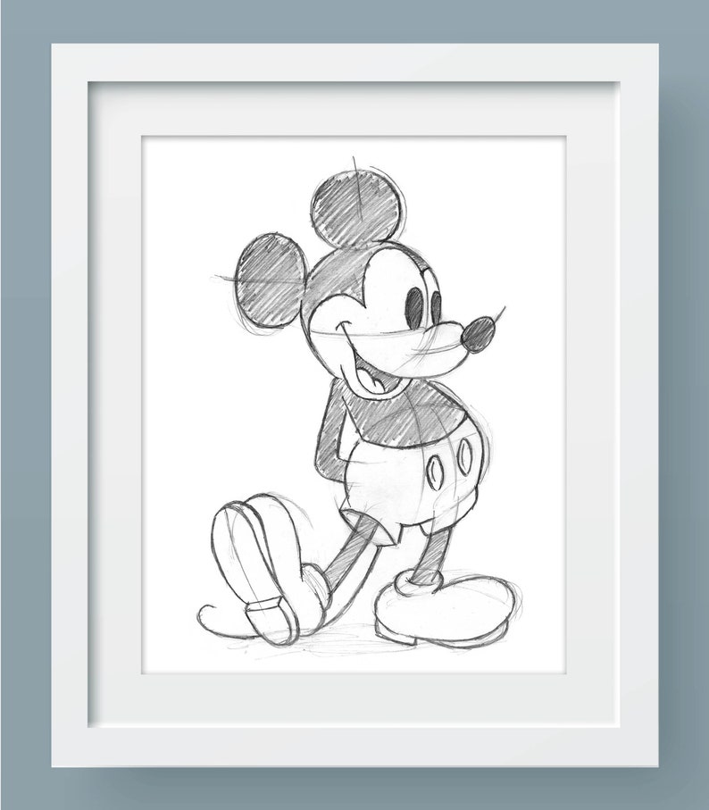 Mickey Mouse Inspired Hand Drawn Print A4 - Etsy
