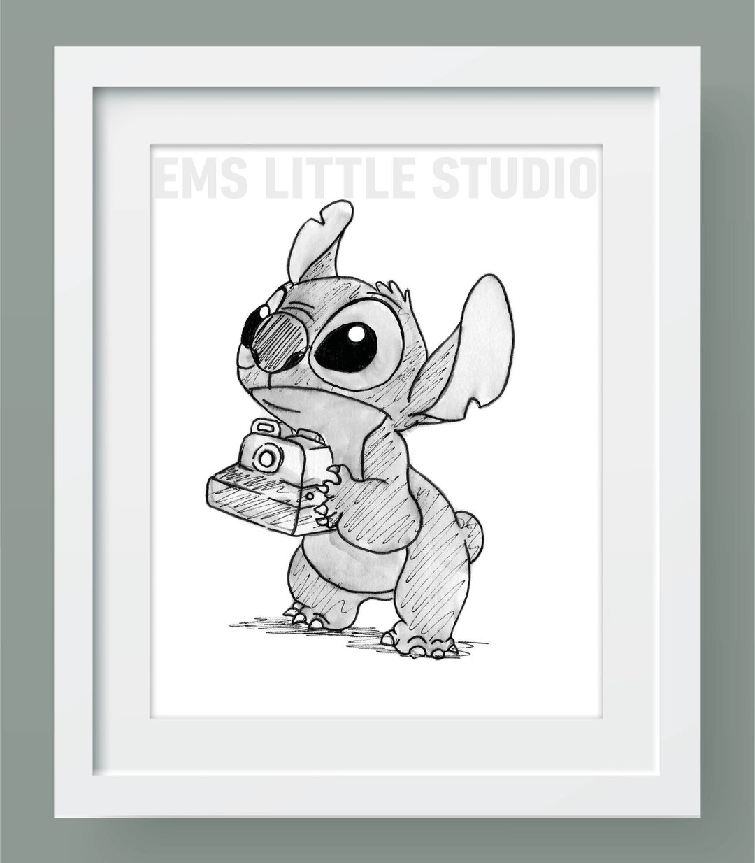 Stitch Inspired Hand Drawn Print A4 - Etsy UK
