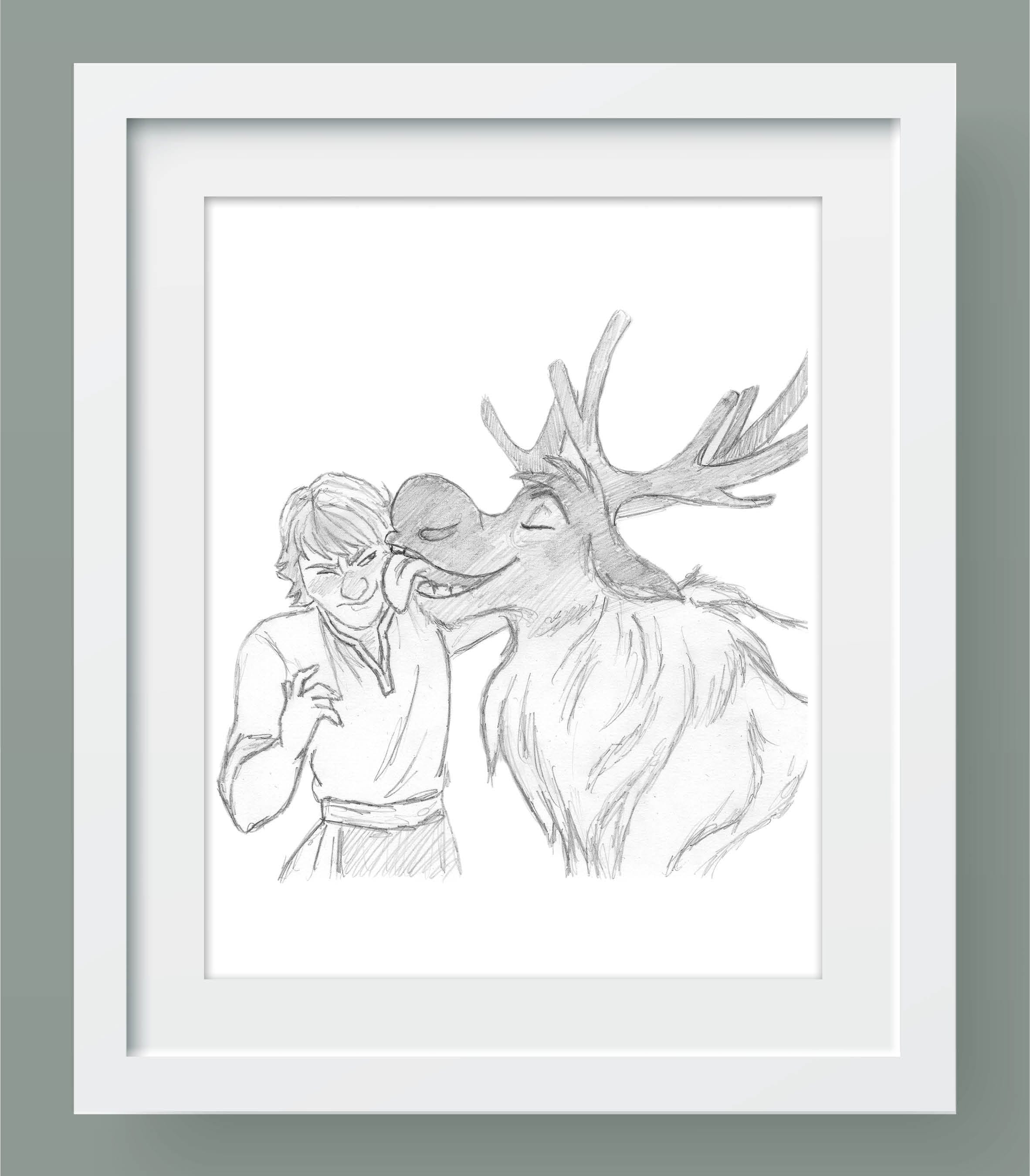Sven & Kristoff Frozen Inspired Hand Drawn Print A4 - Etsy