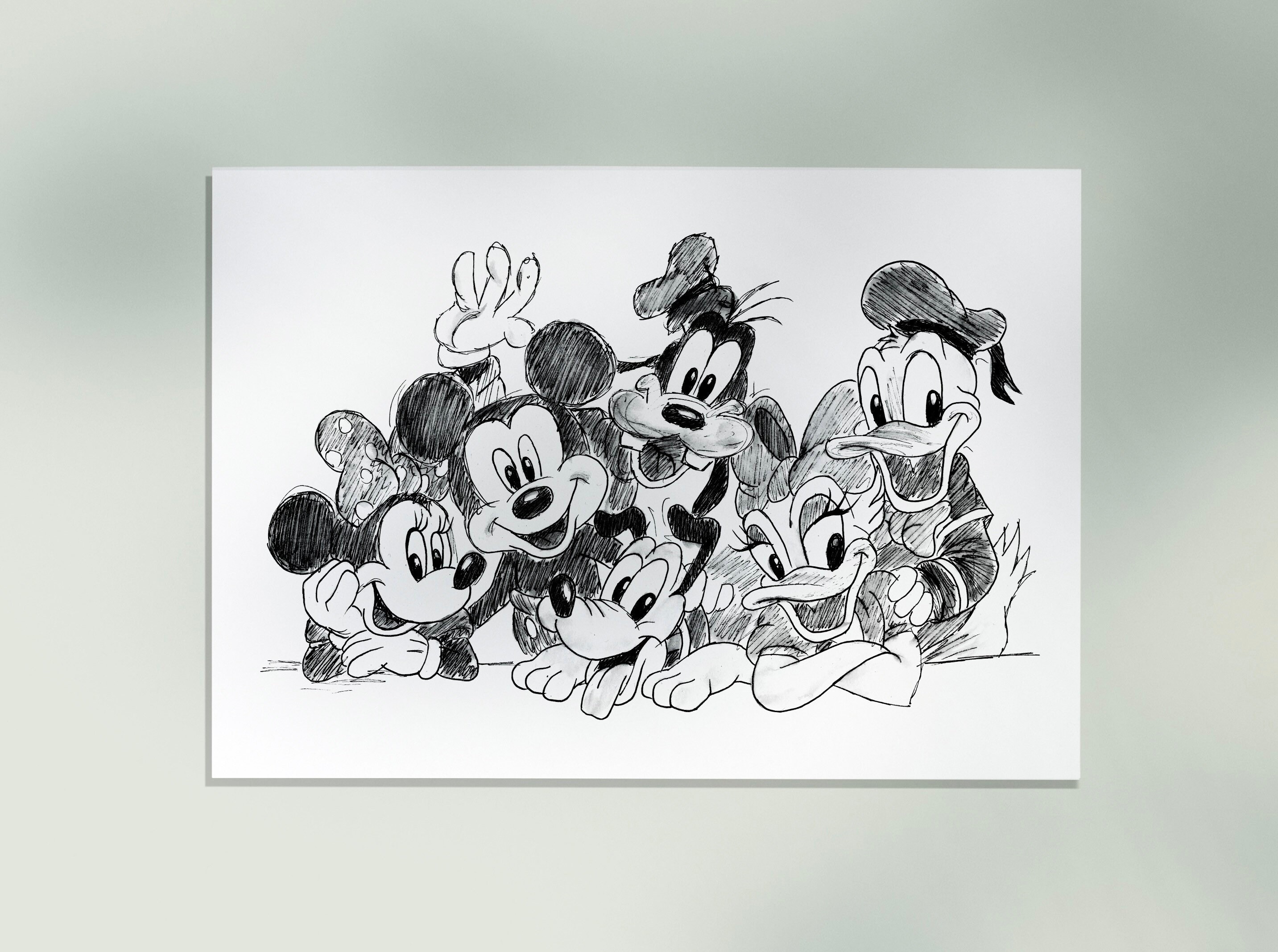 Mickey & Friends Inspired Hand Drawn Print A4 - Etsy
