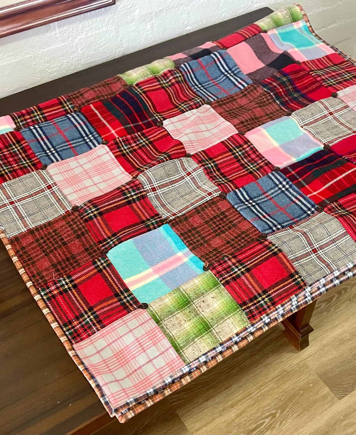 Upcycled Tartan and Tweed Wool/poly Throw Rug Quilt. - Etsy