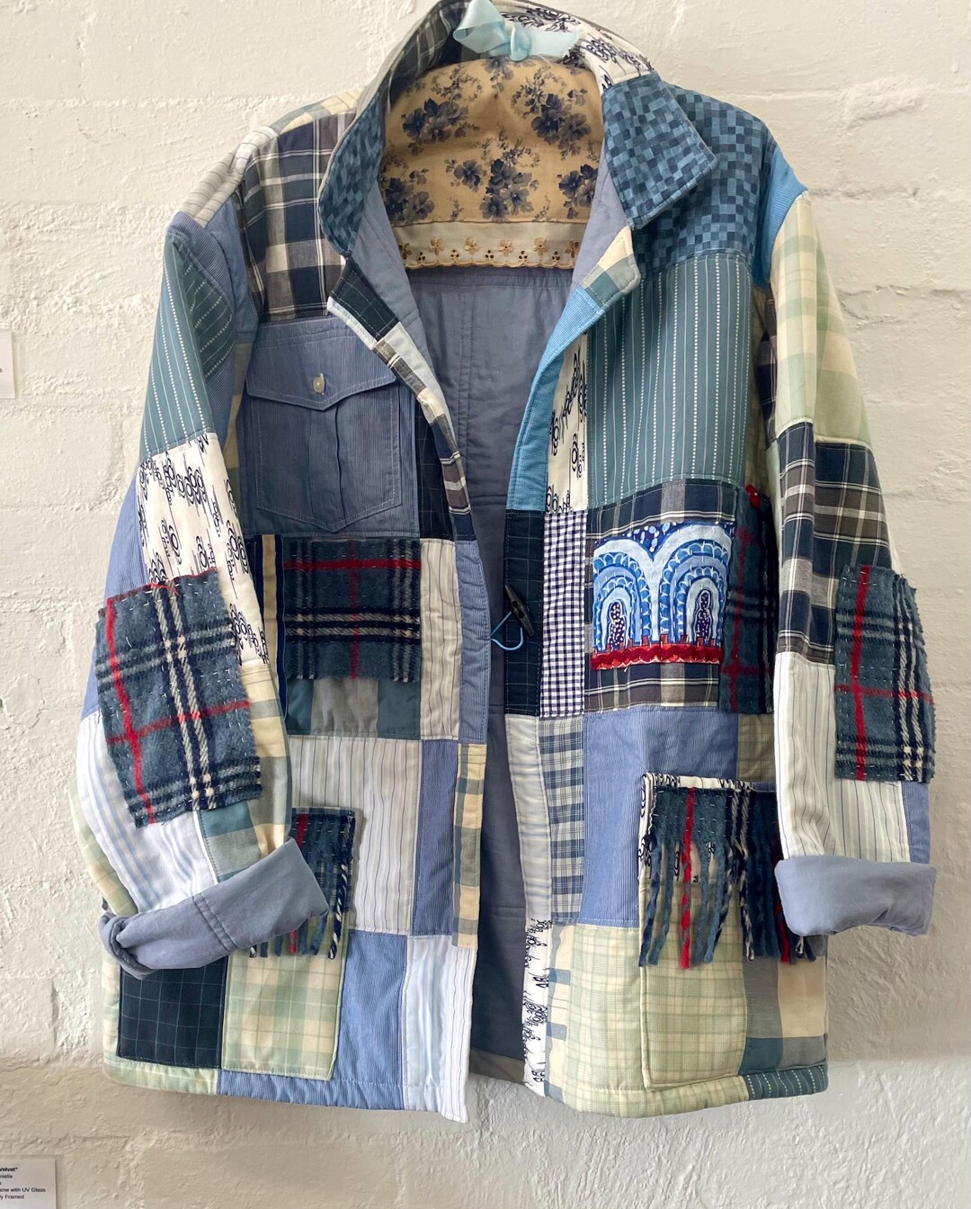 Upcycled Mens Shirts Quilted Coat Jacket With Hand Stitching Unisex. Sz ...