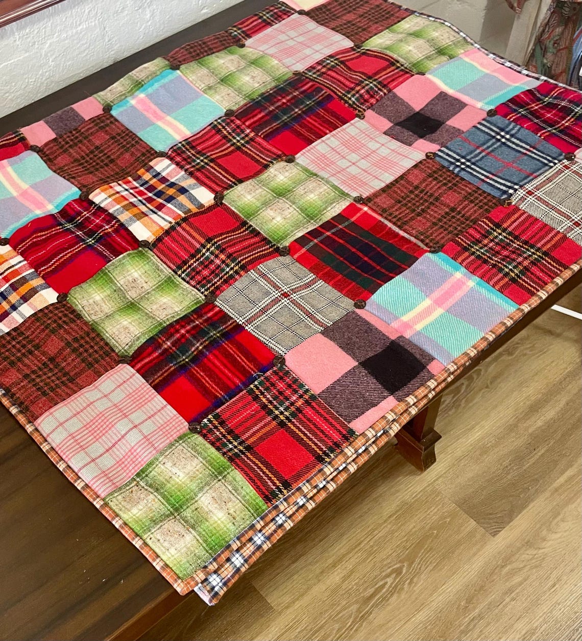 Upcycled Tartan and Tweed Wool/poly Throw Rug Quilt. - Etsy