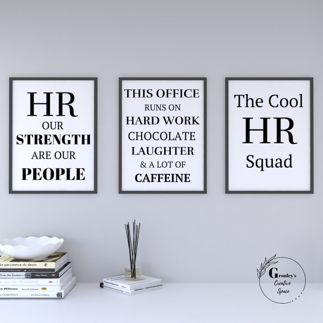 HR Signs, Minimalist Black & White Office Wall Decor, HR Printable, HR ...