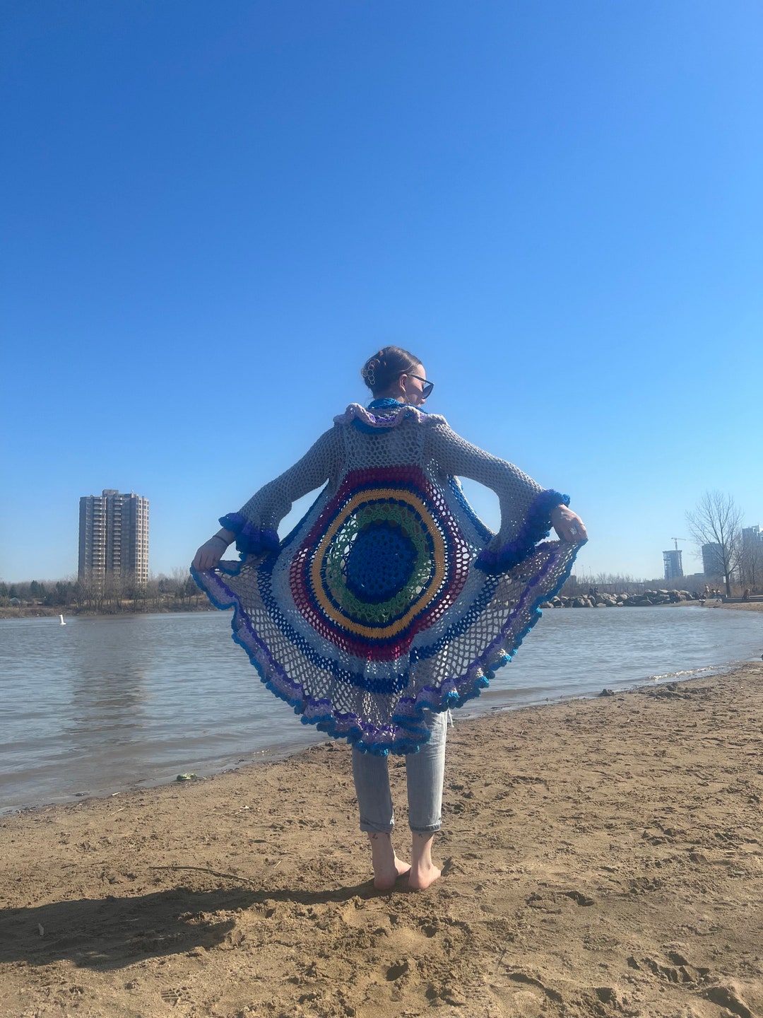 Crochet Mandala Cardigan Jacket Cover up Hand Made - Etsy