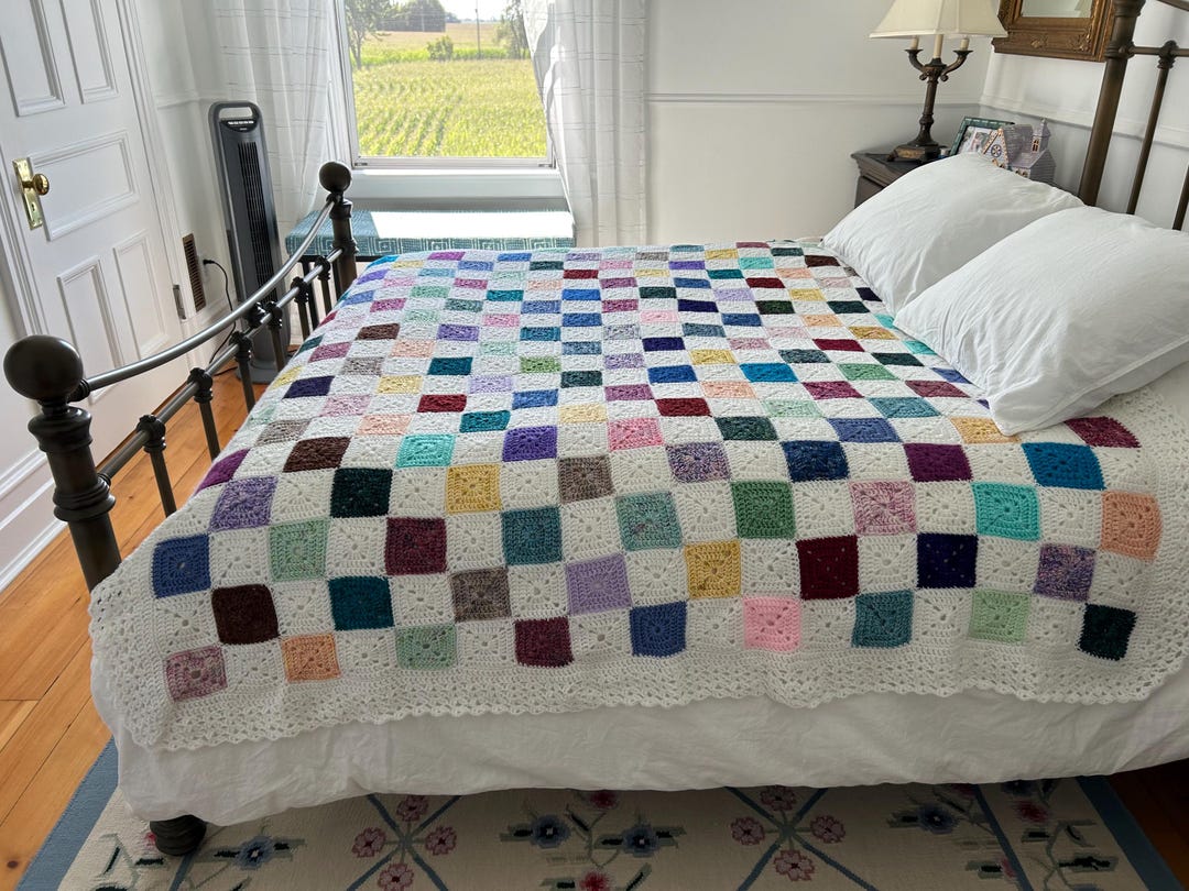 Hand Crochet Battenberg Wool Blanket - Etsy