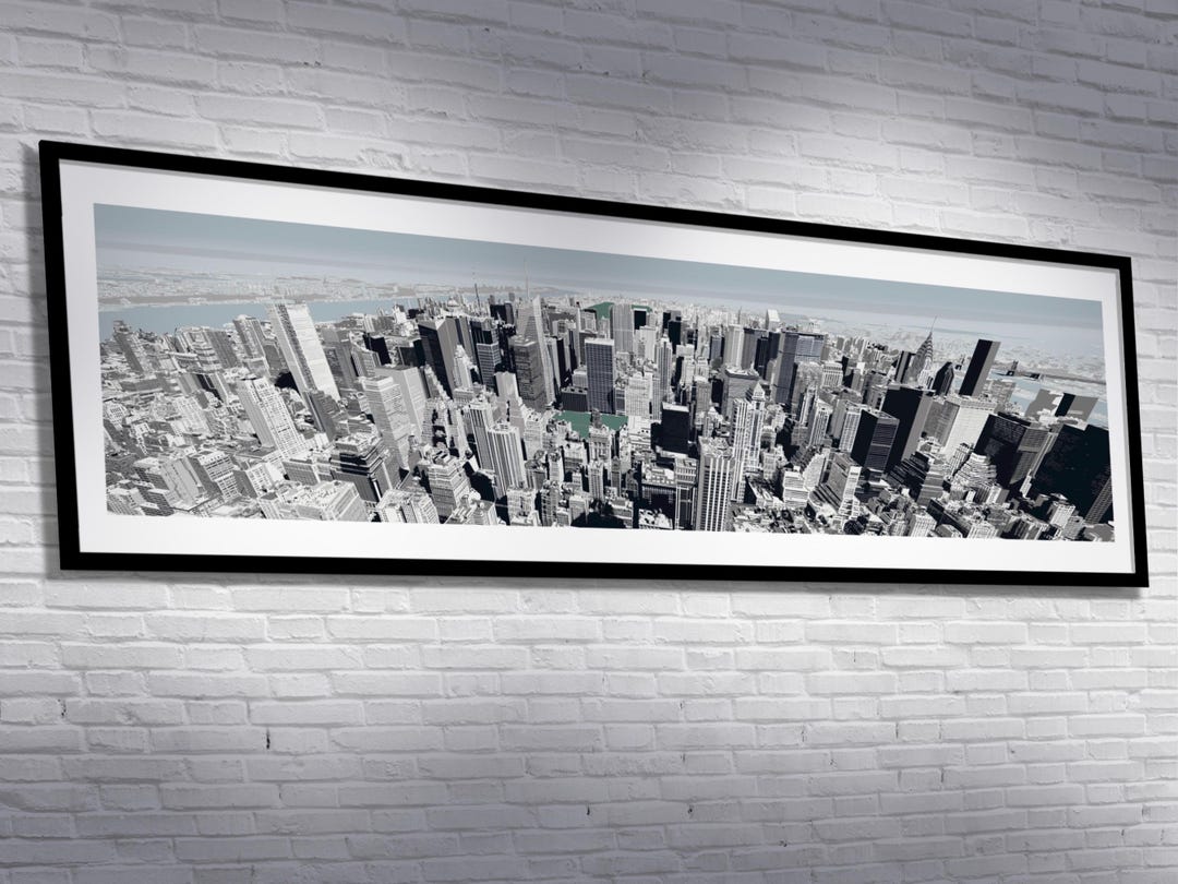 New York Skyline Panoramic Poster Print | Hand Drawn NYC Illustration ...