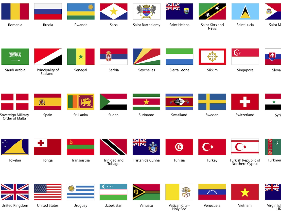 Flags of the World Educational Poster, World Traveller Gift Wall Art ...