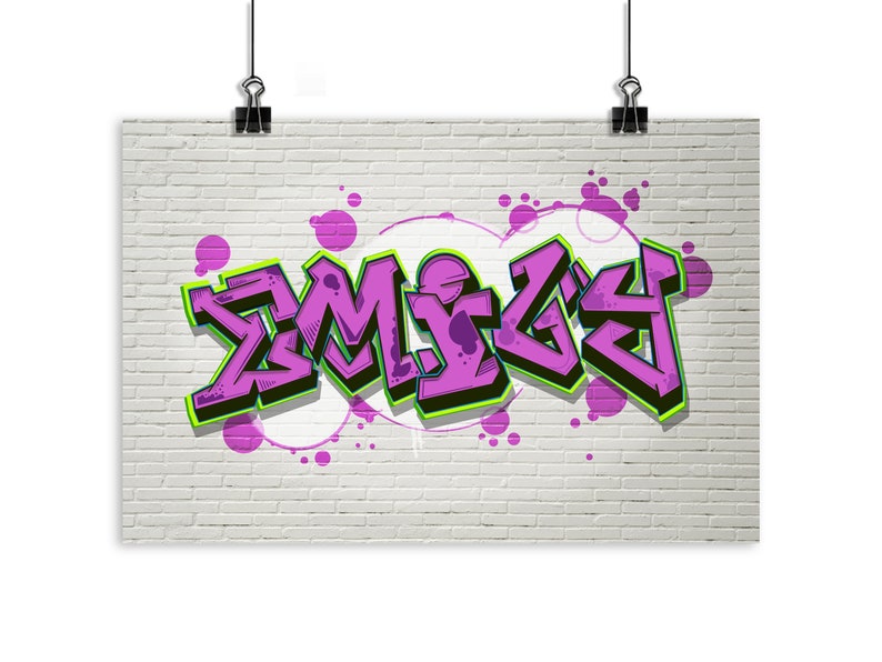 Personalised Name Graffiti Poster - Purple | Urban Street Art for Kids ...