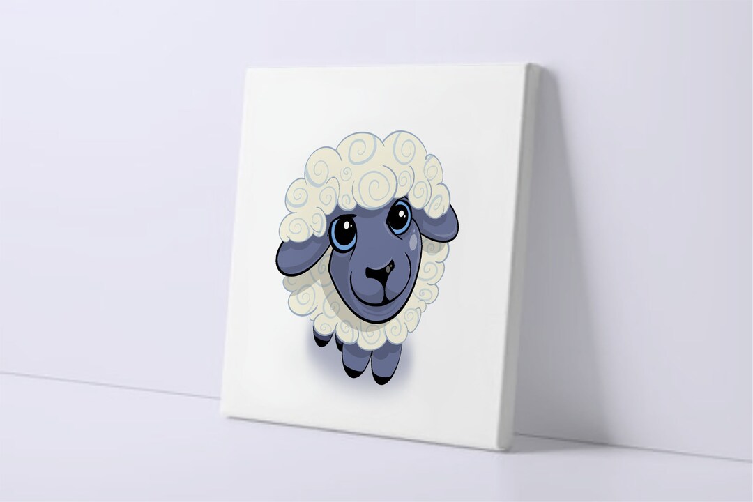 Cute Sheep Canvas Print Cute Cartoon Sheep 10 X 10 - Etsy